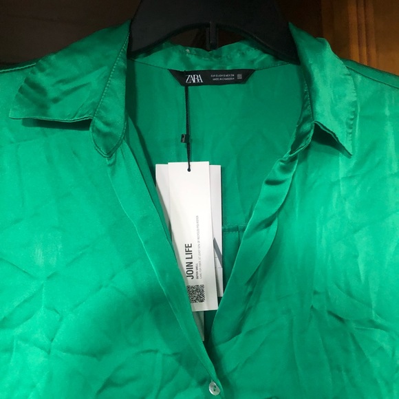 Zara | Tops | Zara Satin Effect Shirt | Poshmark